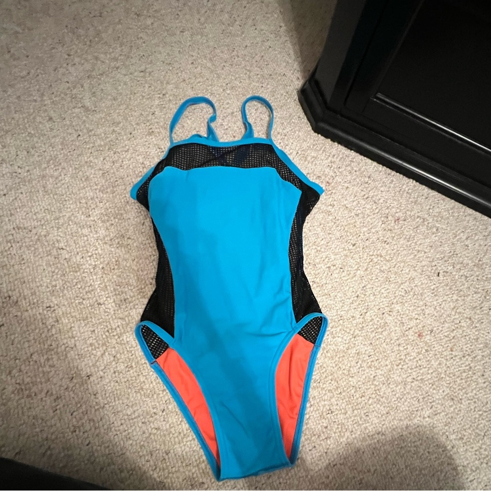 Blue Speedo Competition Suit With Netting On Sides An… - Gem